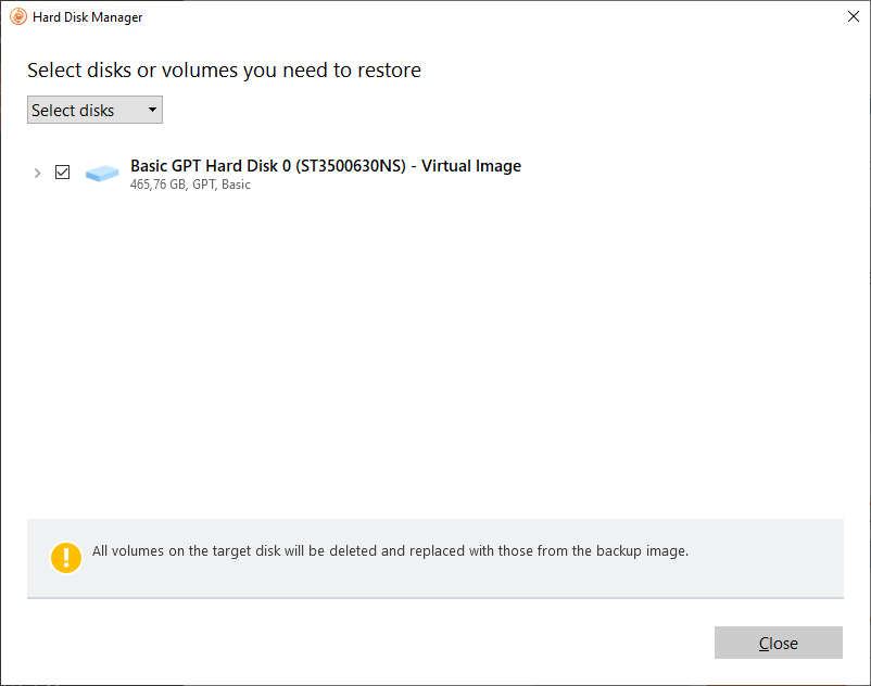 Hard Disk Manager 17 – Change Restore Option: From “Individual Volumes ...